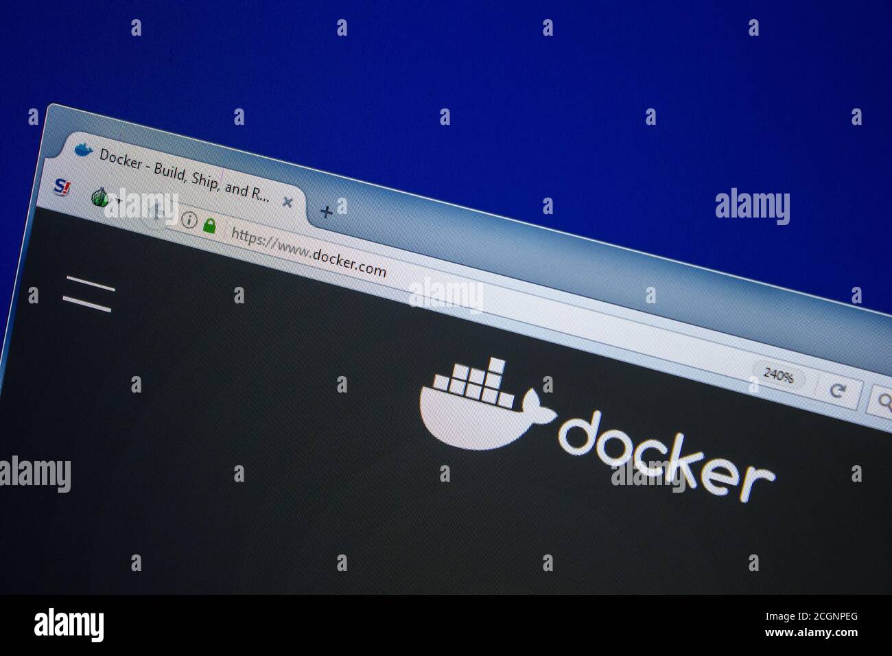 Ryazan, Russia - July 25, 2018: Homepage of Docker website on the ...