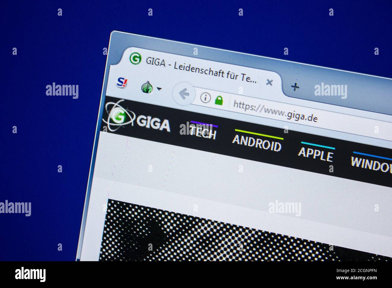 Ryazan, Russia - July 25, 2018: Homepage of Giga website on the display ...