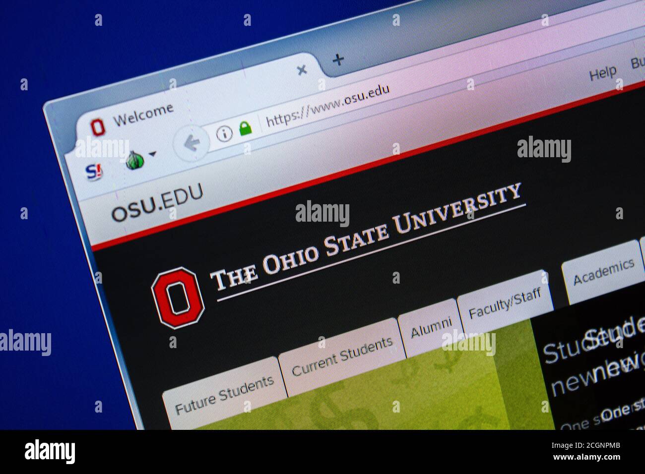 Ryazan, Russia - July 25, 2018: Homepage of OSU website on the display ...