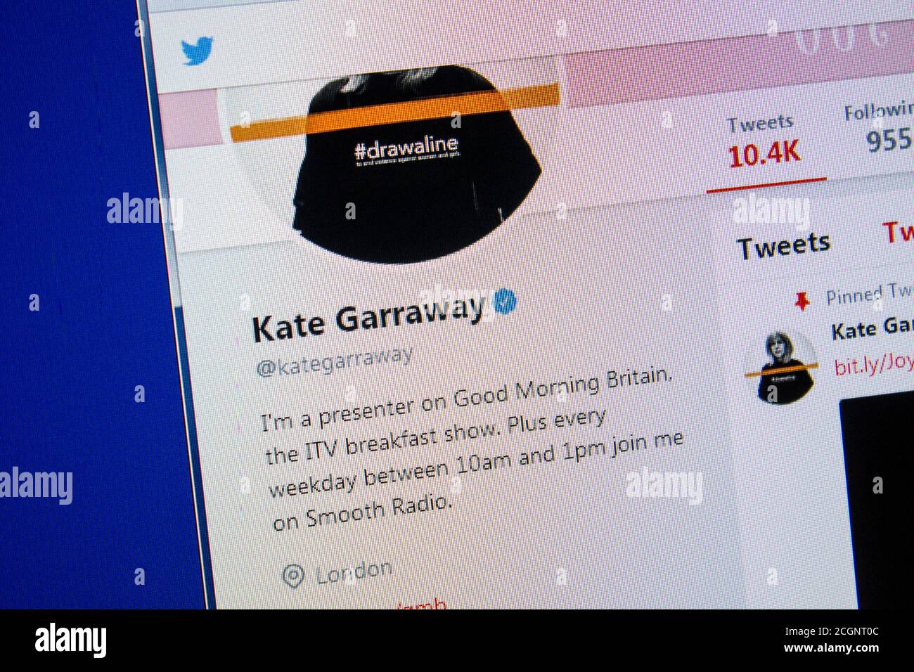 Ryazan, Russia - July 09, 2018: Twitter of Kate Garraway website on the ...