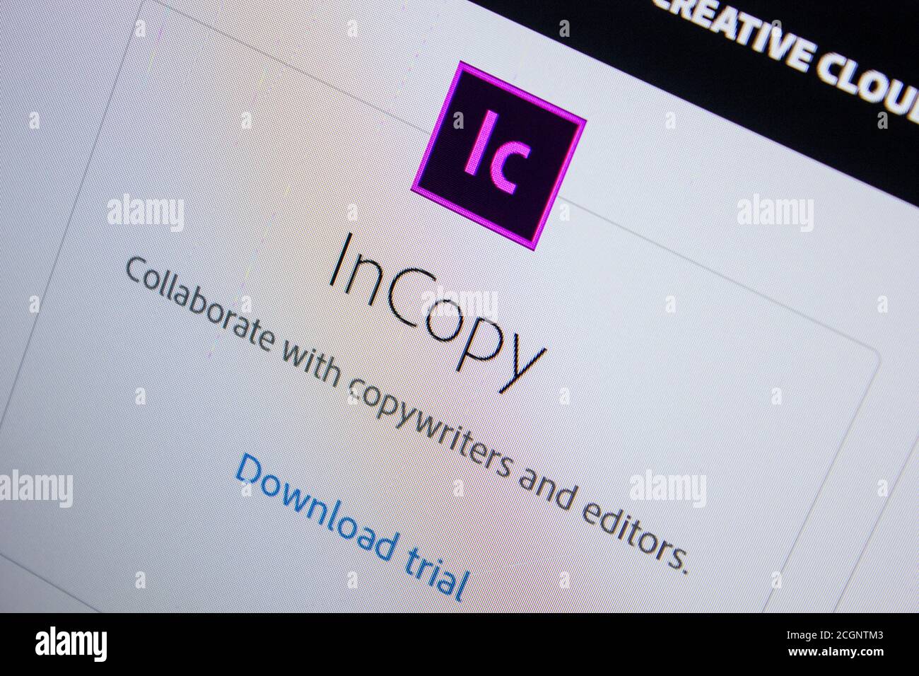 Ryazan, Russia - July 11, 2018: Adobe InCopy, software logo on the ...
