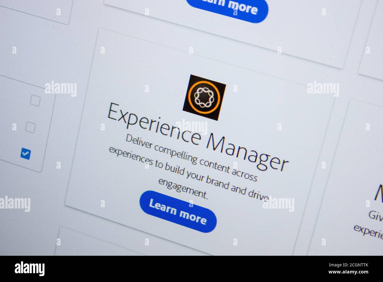 Ryazan, Russia - July 11, 2018: Adobe Experience Manager, software logo ...