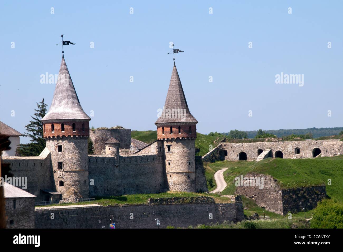 Kamiannets Podilskyi Ukraine, towers of the 14 century castle a ...