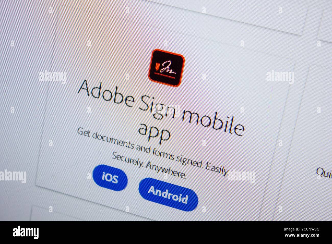 Ryazan, Russia - July 11, 2018: Adobe Sign mobile app, software logo on ...