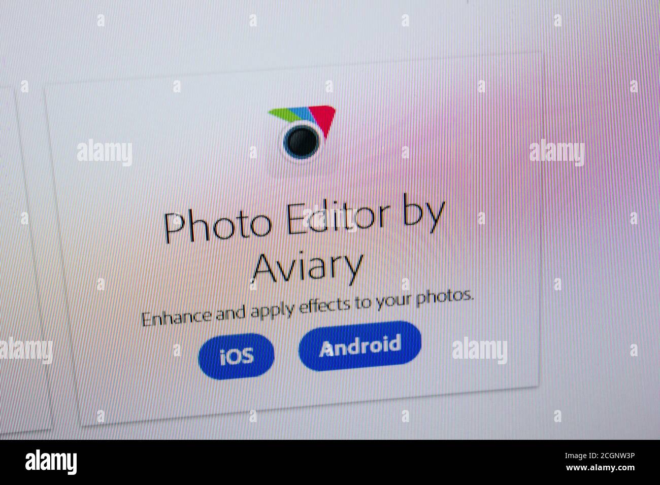 Ryazan, Russia - July 11, 2018: Adobe Photo Editor by Aviary, software logo on the official ...