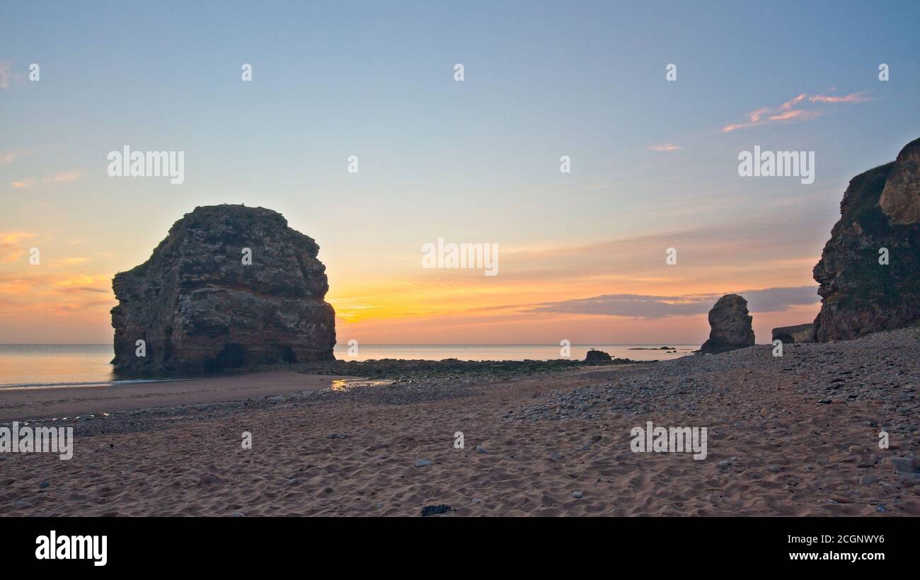 The Marsden Rock sea stacks at Marsden Bay near Sunderland in Tyne and ...