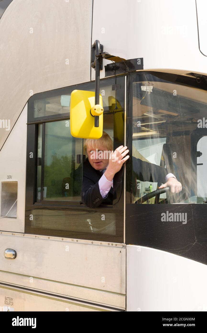 Boris Johnson Mayor of London driving a prototype of the New Bus for ...