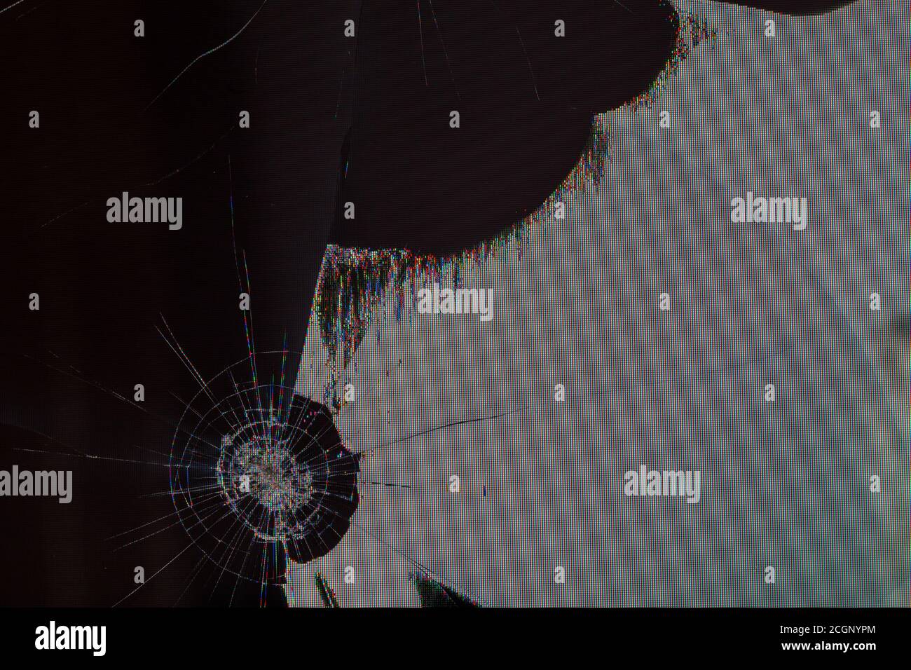 broken lcd tft tn screen flat macro texture with crystal leakage and ...
