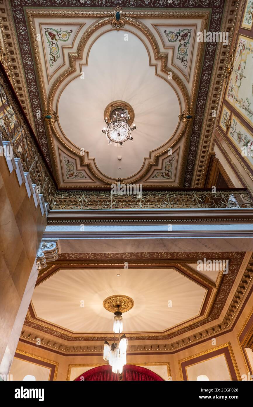 Vestibule ceilings in Herbst Palace Museum interior in Lodz, Poland ...