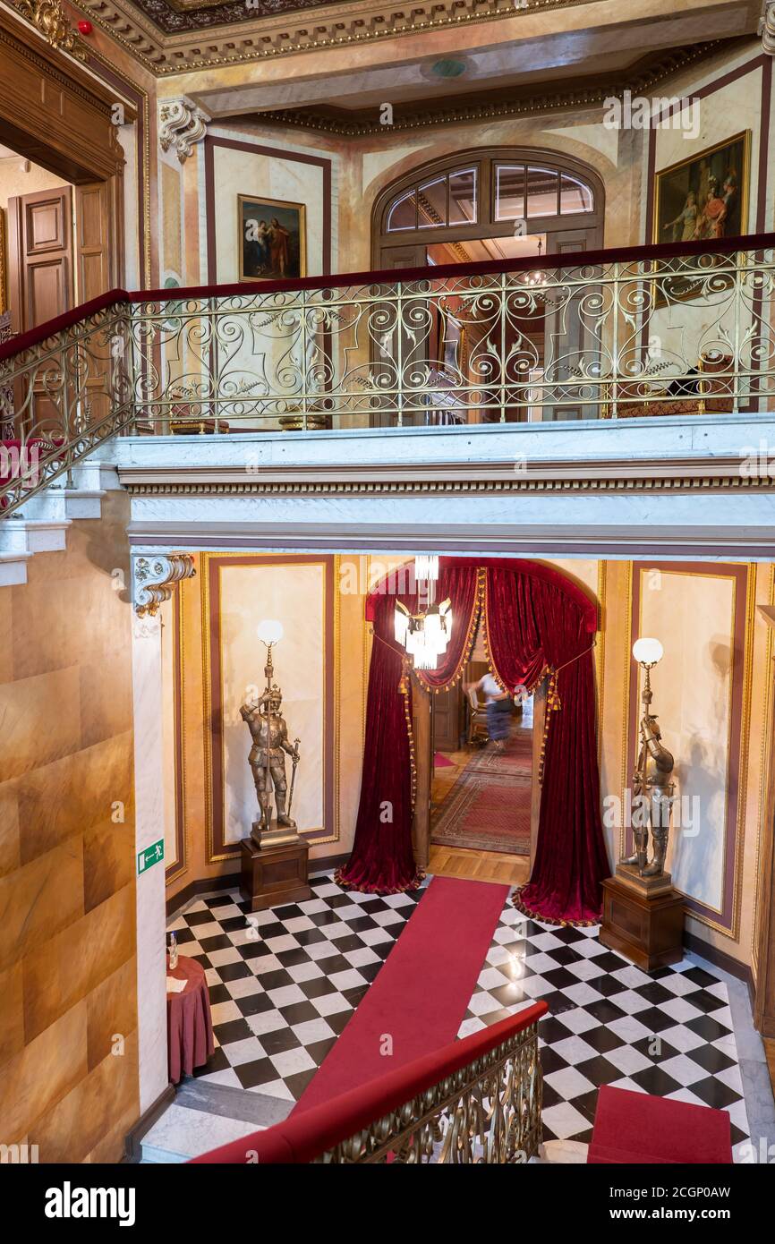 Vestibule in Herbst Palace Museum interior in Lodz, Poland, 19th ...