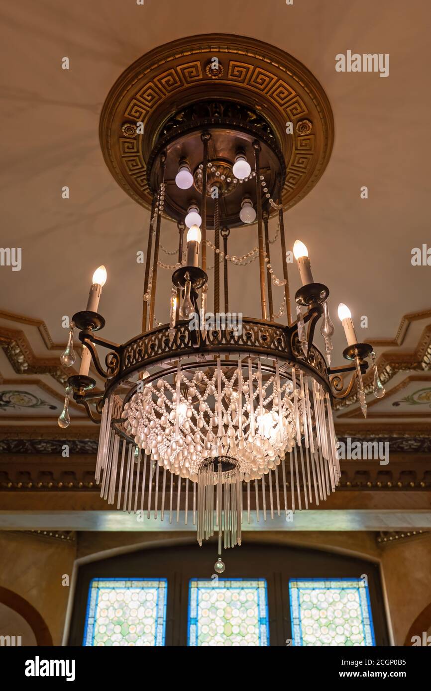 Chandalier in Herbst Palace Museum in Lodz, Poland, 19th century ...