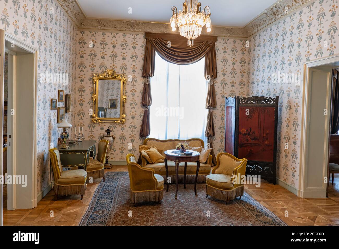 Herbst Palace Museum interior in Lodz, Poland, boudoir lady's private ...