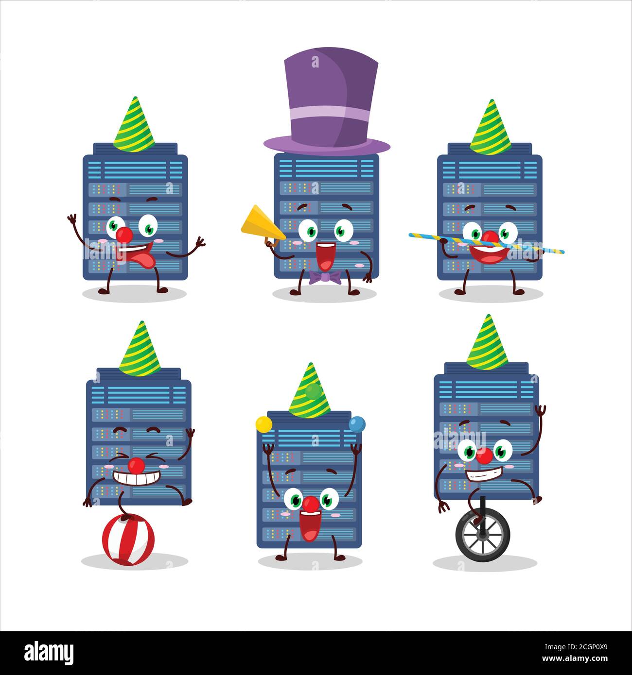 Cartoon character of server cloud with various circus shows Stock ...
