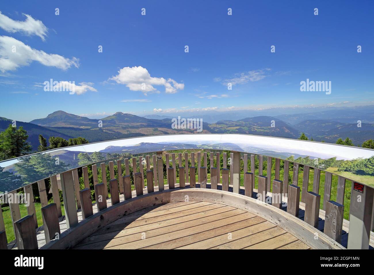 Viewing platform with panoramic view, mountain station of the ski area ...