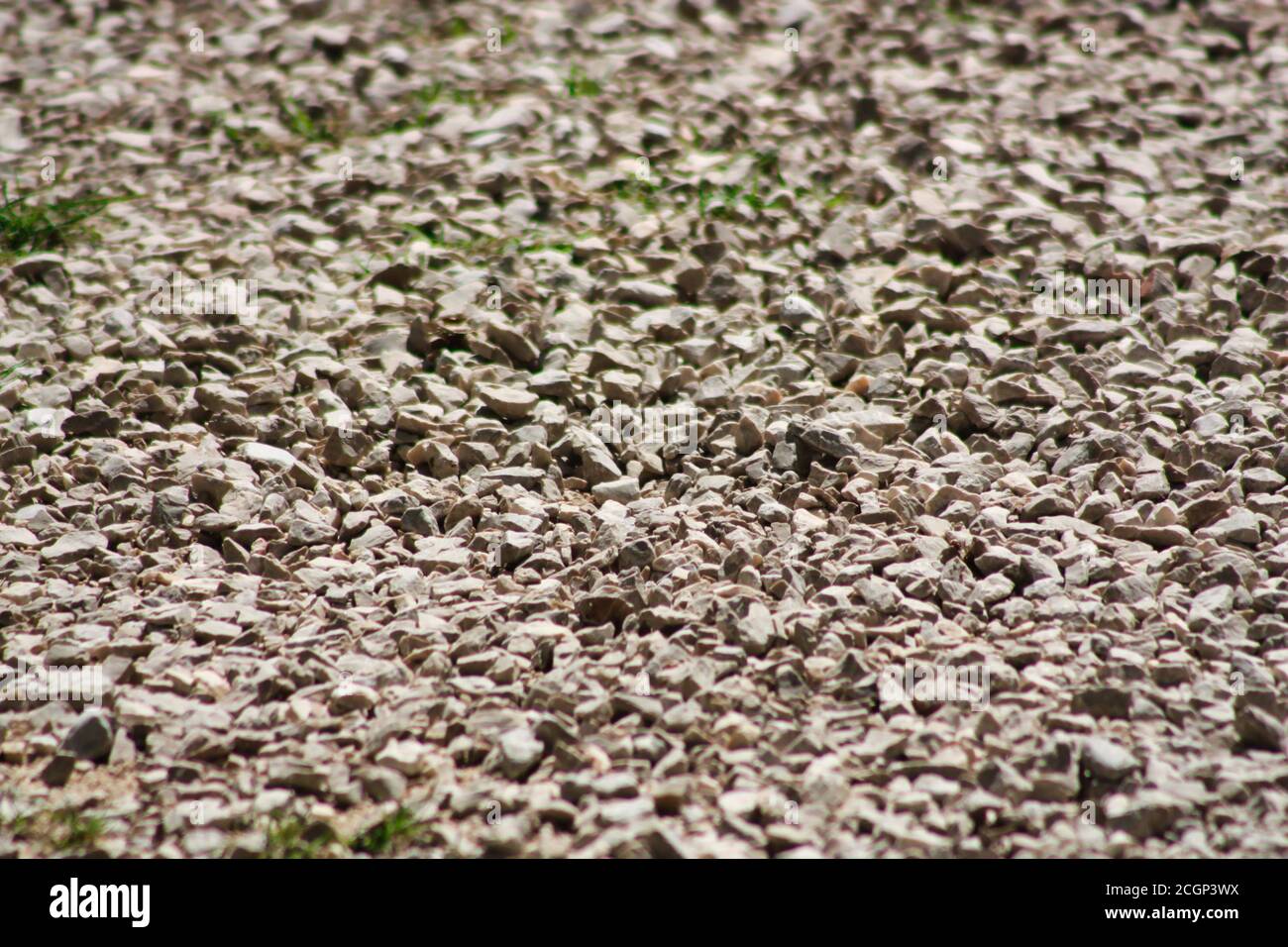 Gravel texture. Small stones, pebbles in many shades of grey colour ...