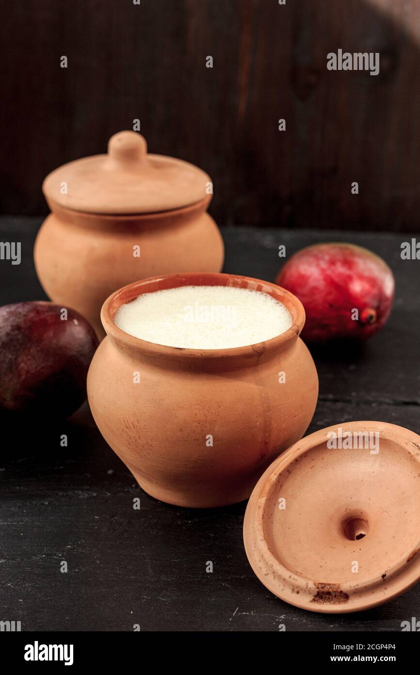Fresh lassi in traditional indian clay pot Stock Photo - Alamy