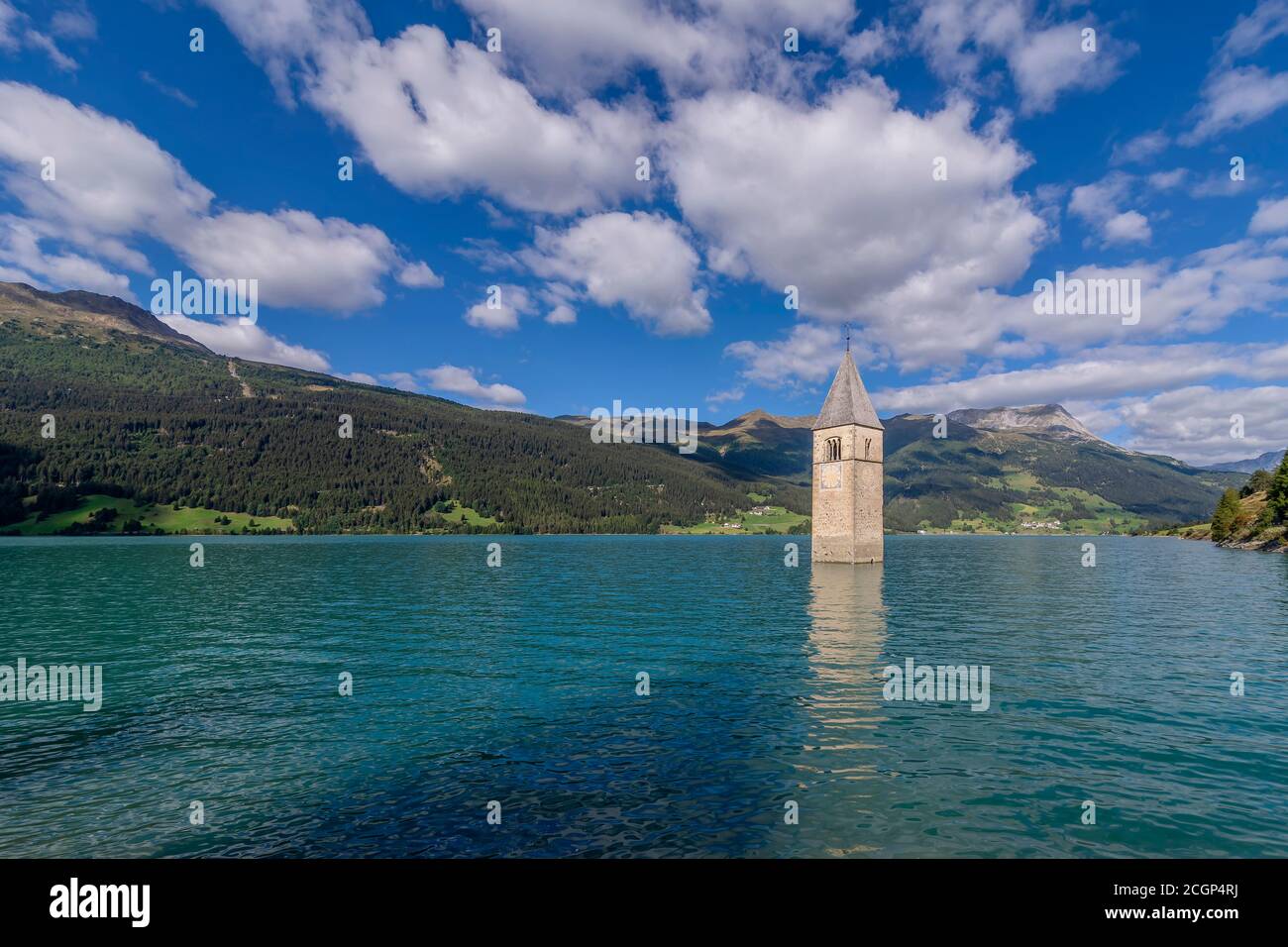 The bell tower in lake reschen hi-res stock photography and images - Alamy