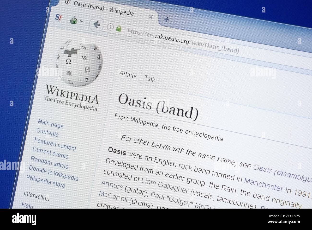 Ryazan, Russia - August 19, 2018: Wikipedia page about Oasis band on ...
