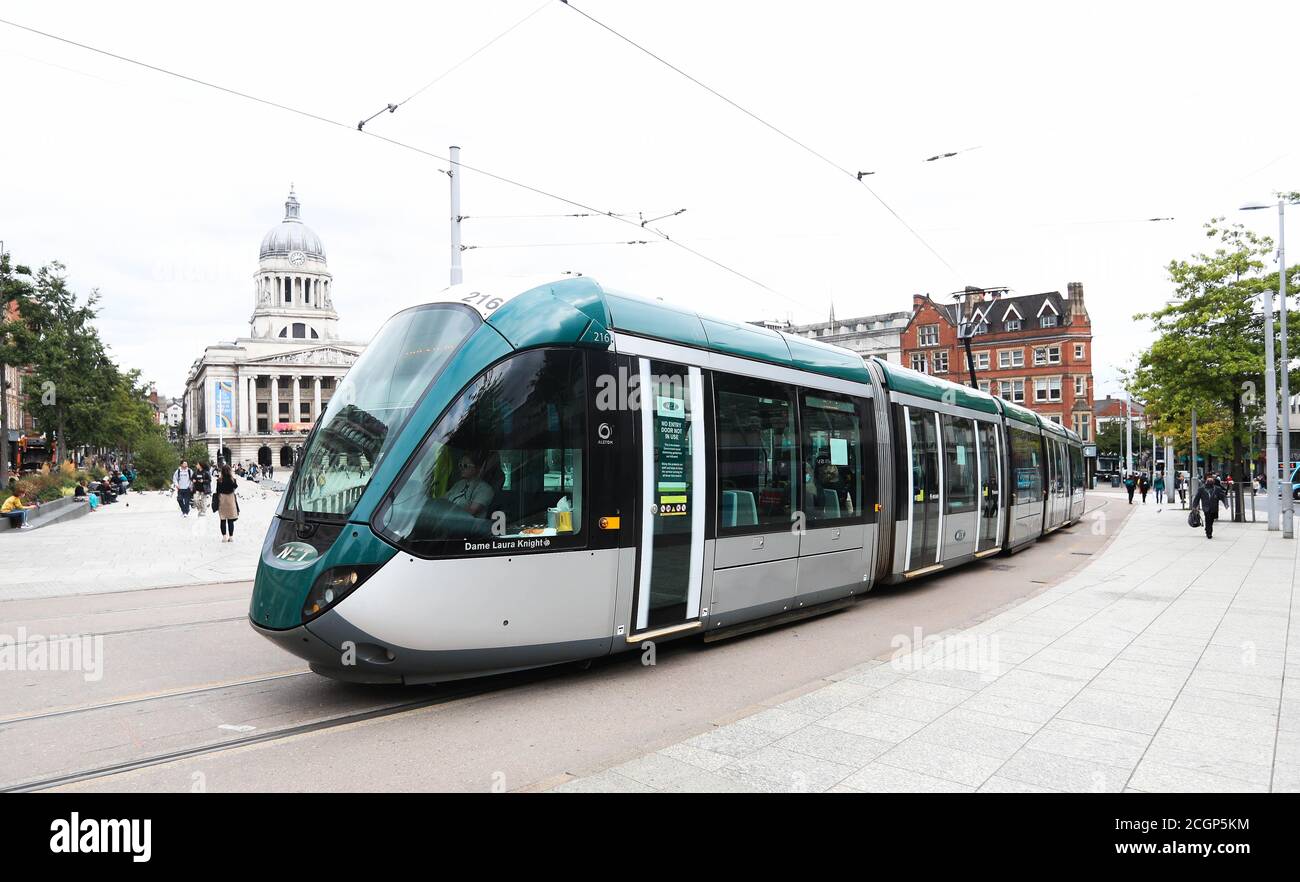 A Nottingham Tram in the Market Square, Nottingham City Centre Stock ...