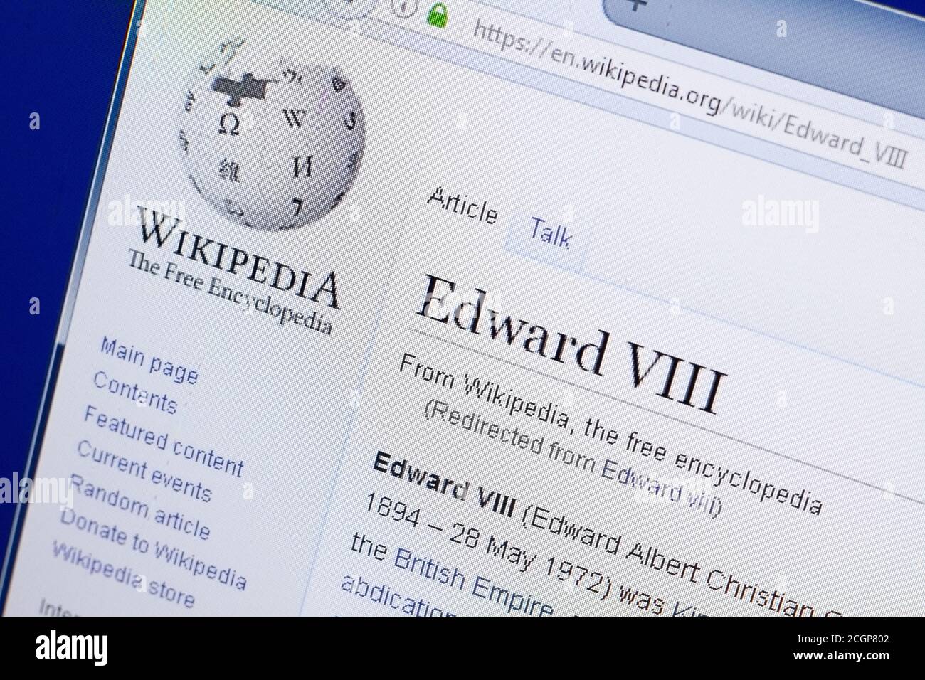 Ryazan, Russia - August 19, 2018: Wikipedia page about Edward VIII on ...