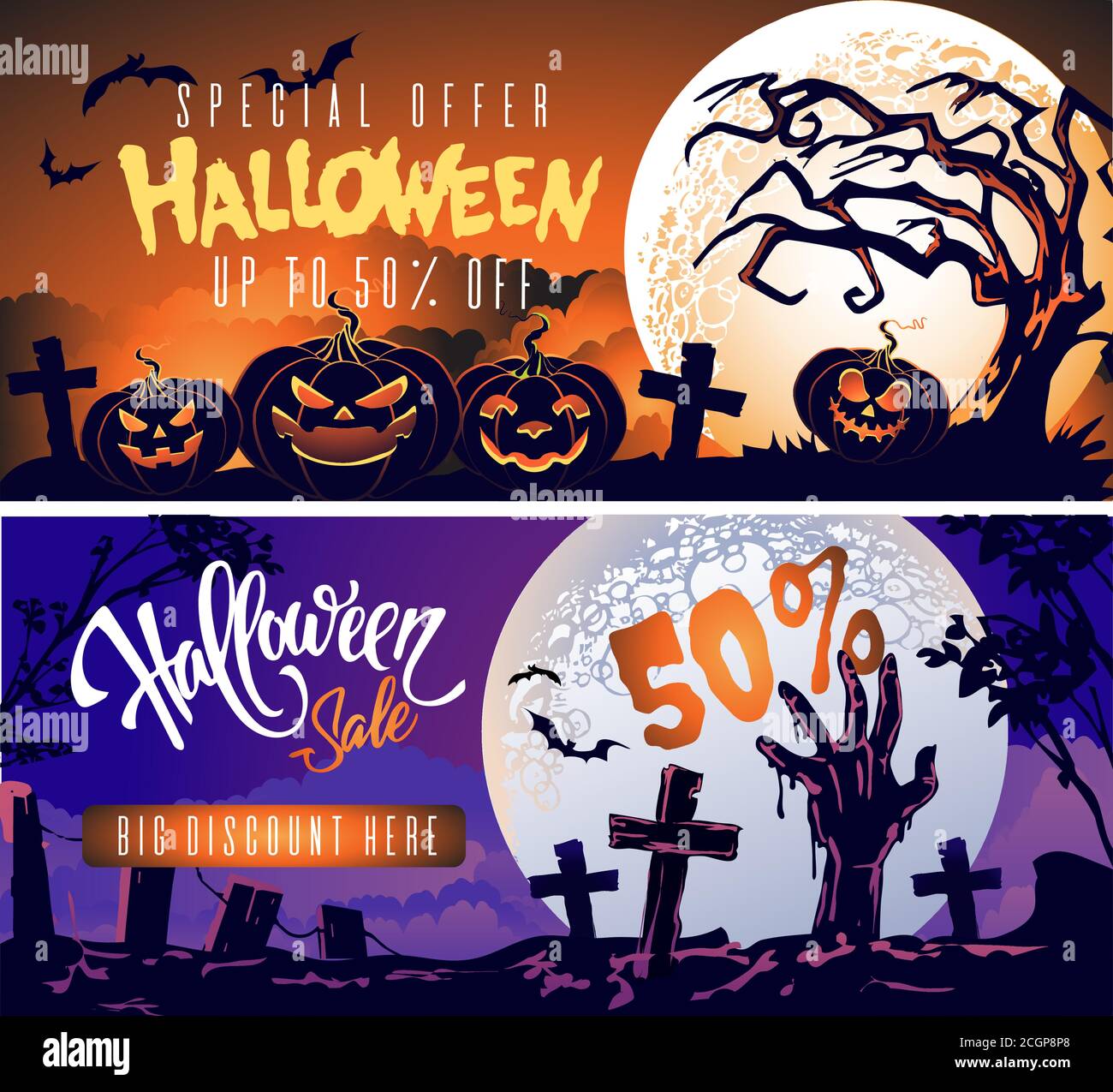 set of halloween ad banners for social media page cover and web banner ...