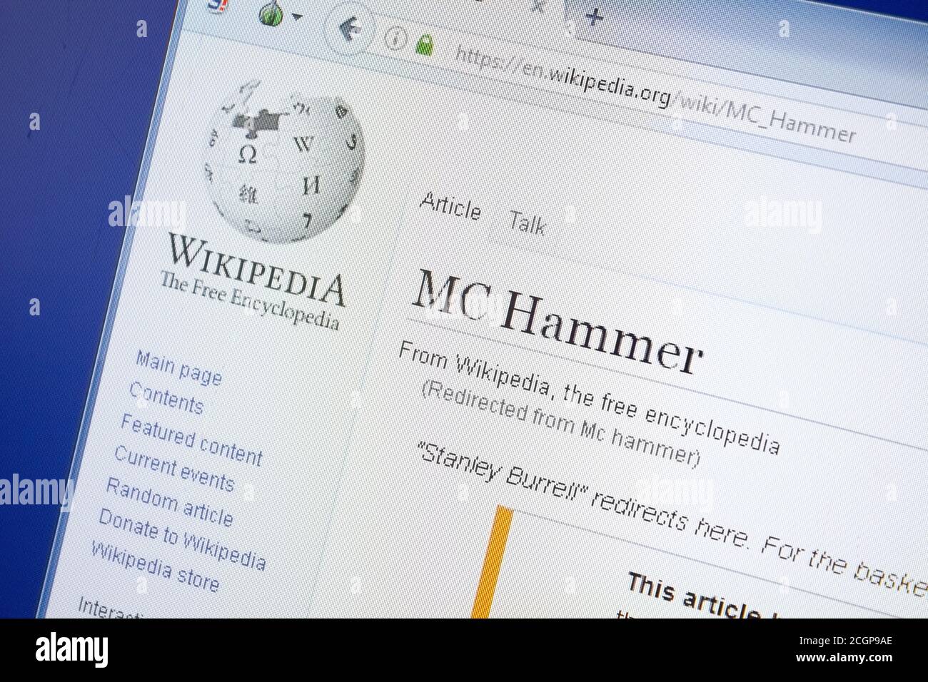 Ryazan, Russia - August 19, 2018: Wikipedia page about MC Hammer on the ...