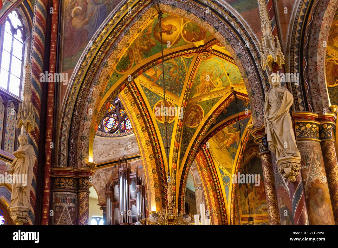 Baroque fresco on the ceiling of the basilica hi-res stock photography ...