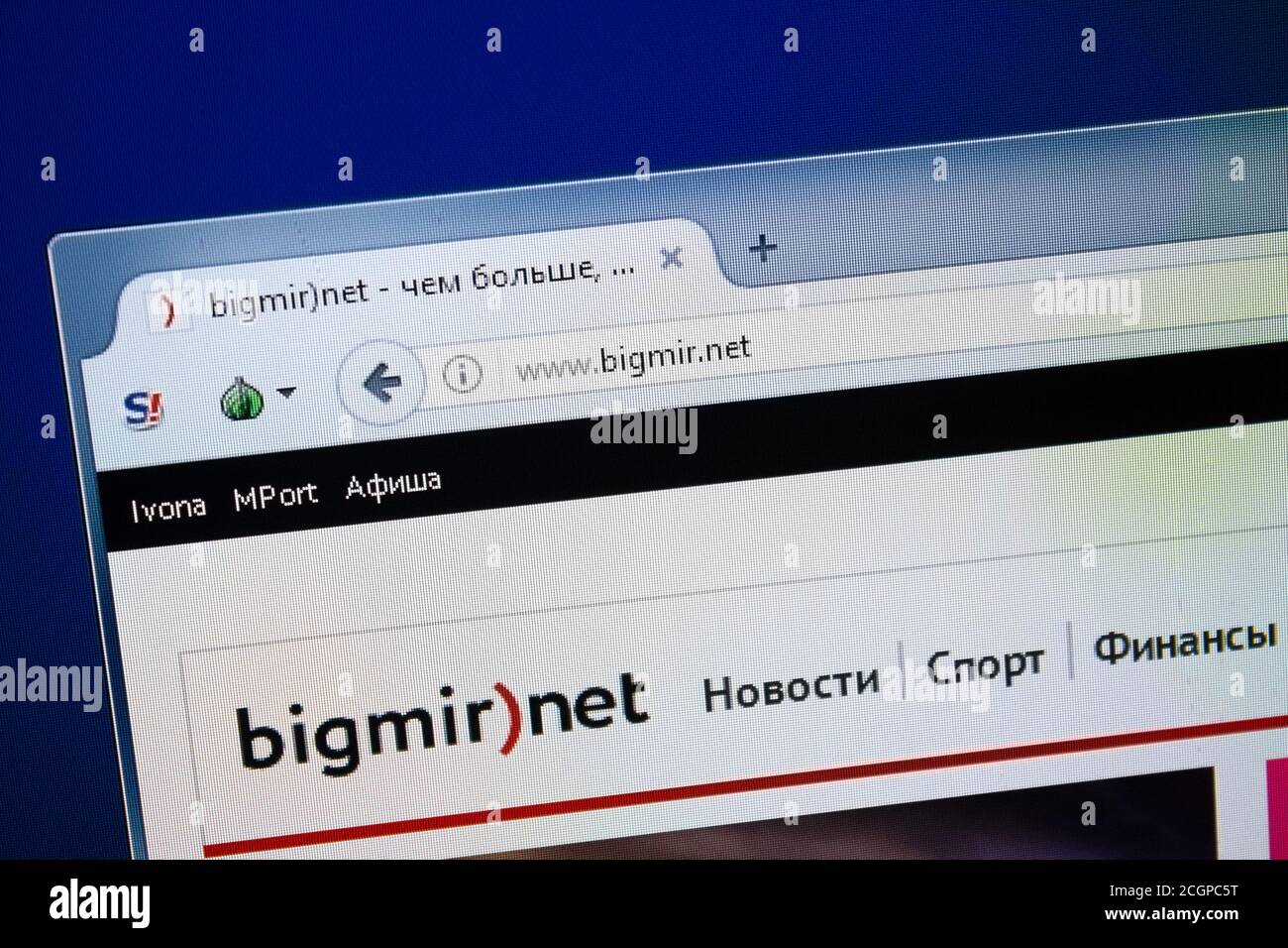 Ryazan, Russia - August 26, 2018: Homepage of Big Mir website on the display of PC, Url - BigMir ...