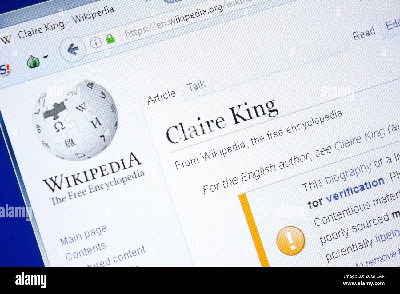 Ryazan, Russia - August 28, 2018: Wikipedia page about Claire King on ...