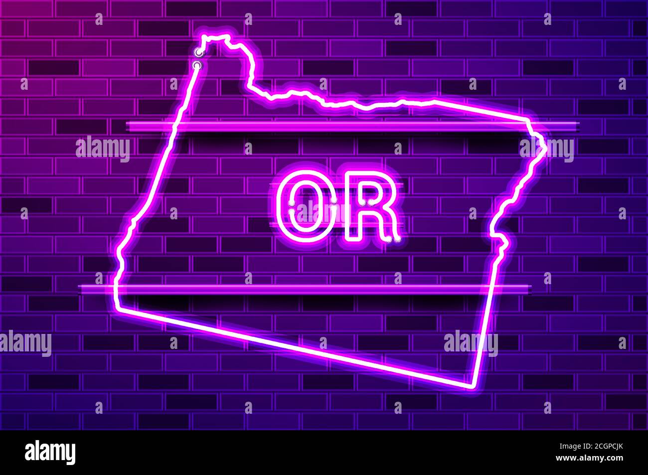 Oregon US state glowing purple neon lamp sign Stock Vector Image & Art ...