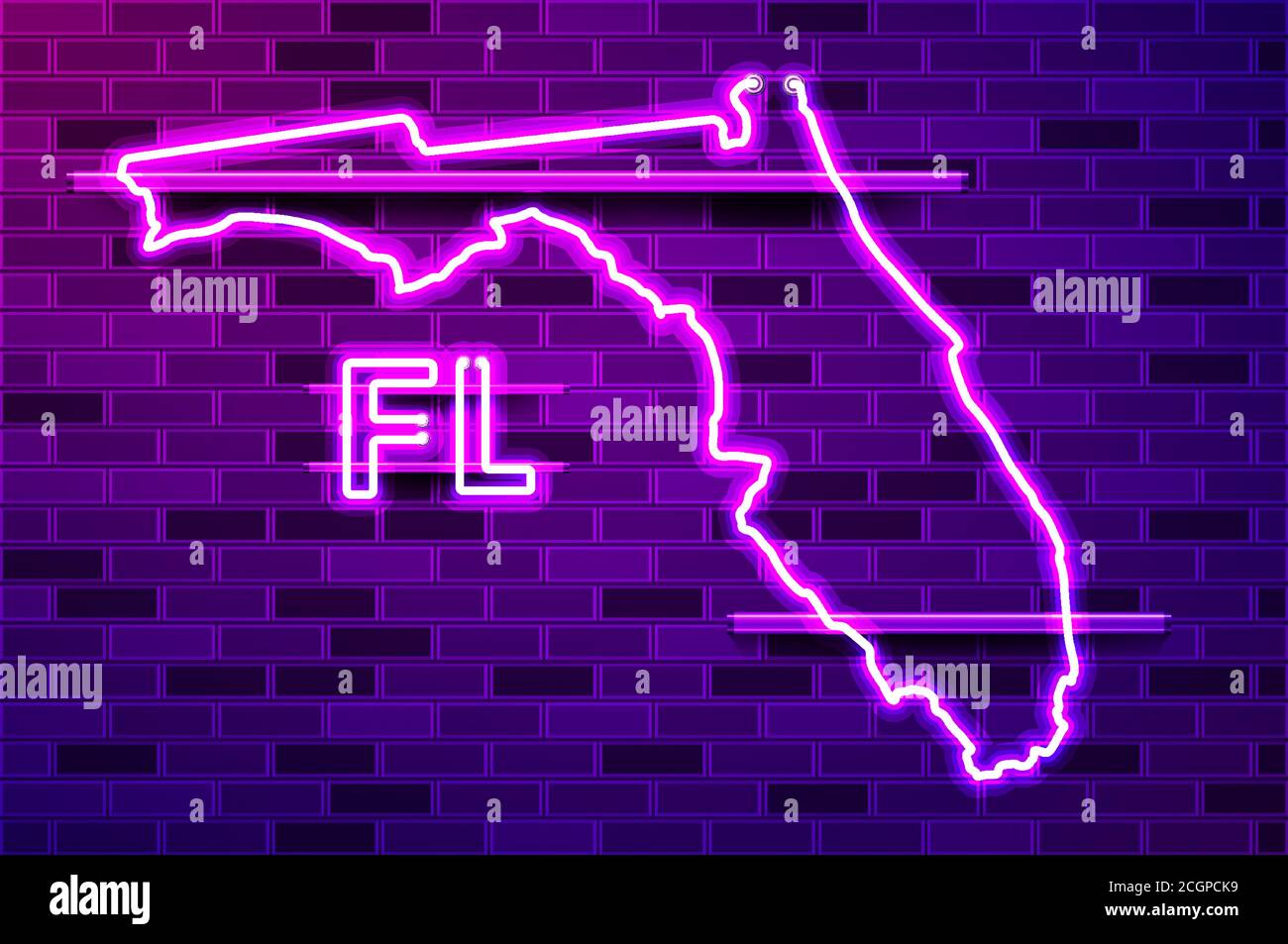 Florida US state glowing purple neon lamp sign Stock Vector Image & Art ...
