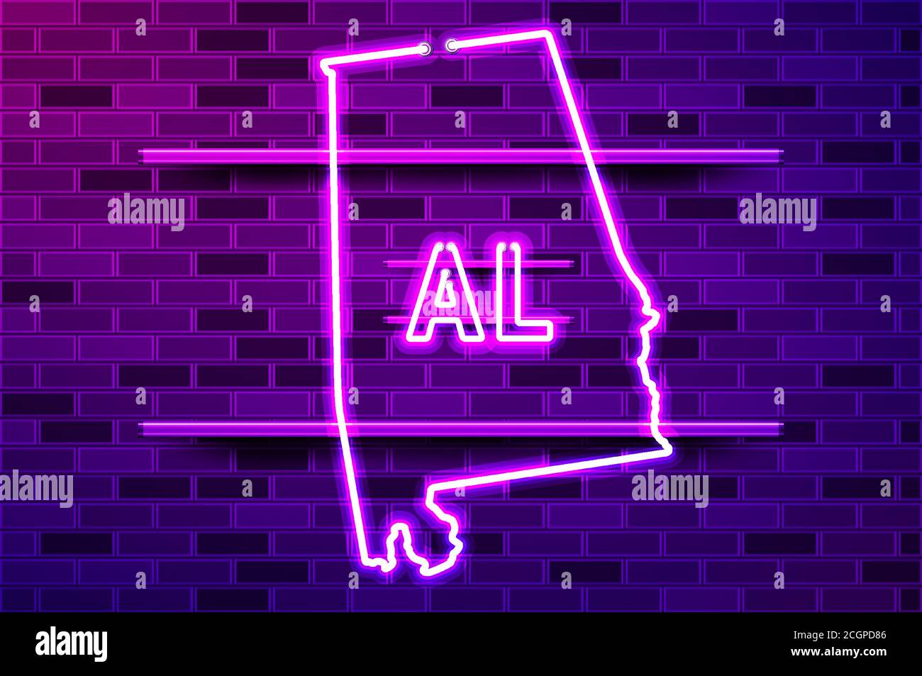 Alabama US state glowing purple neon lamp sign Stock Vector Image & Art ...