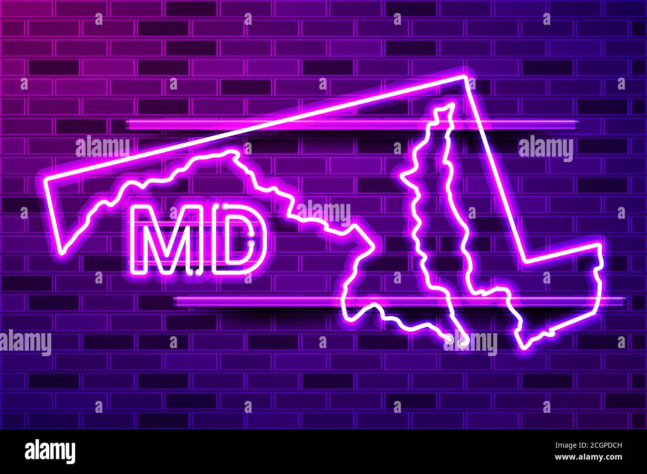 Maryland US state glowing purple neon lamp sign Stock Vector Image ...