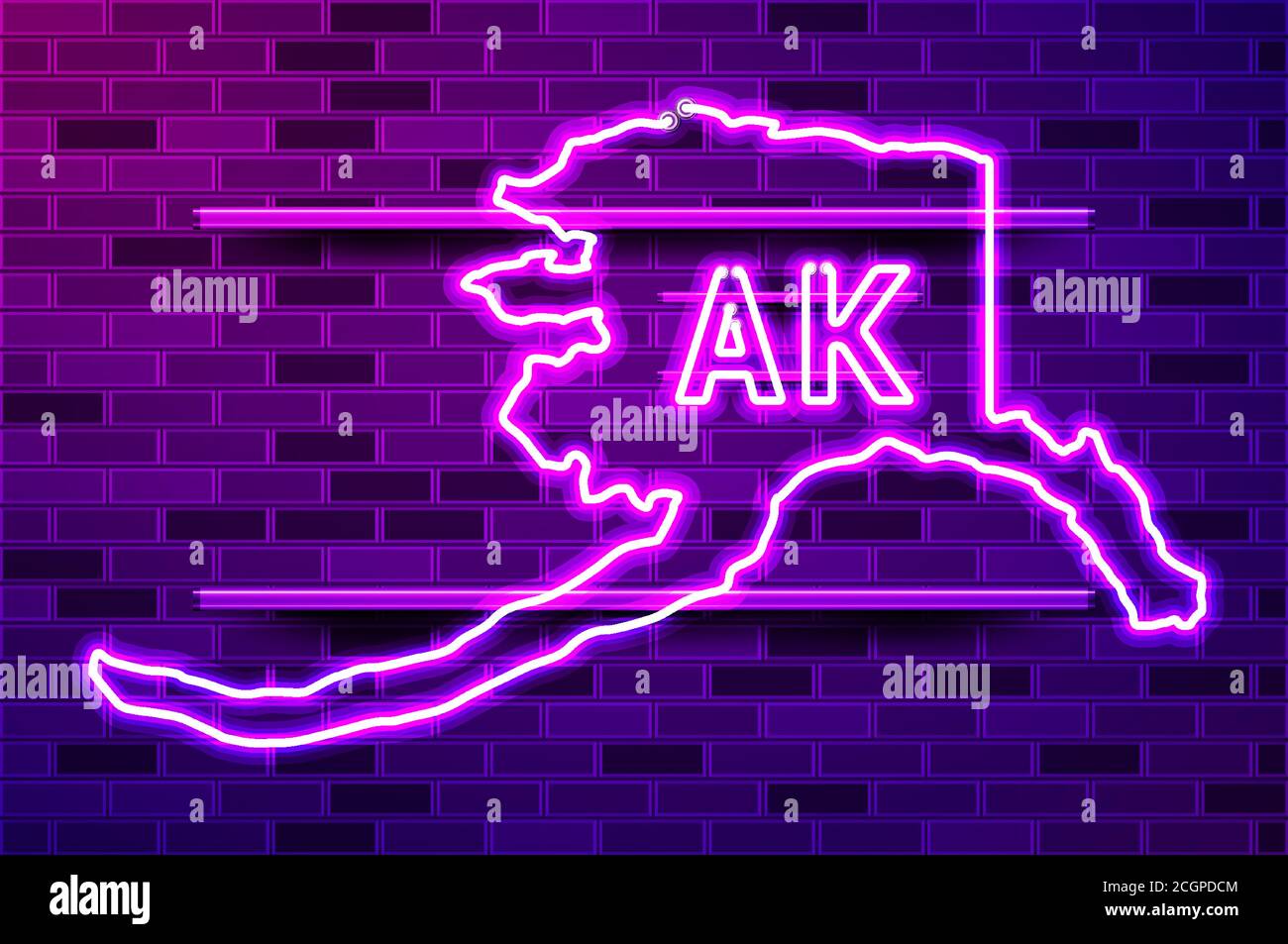 Alaska US state glowing purple neon lamp sign Stock Vector Image & Art ...