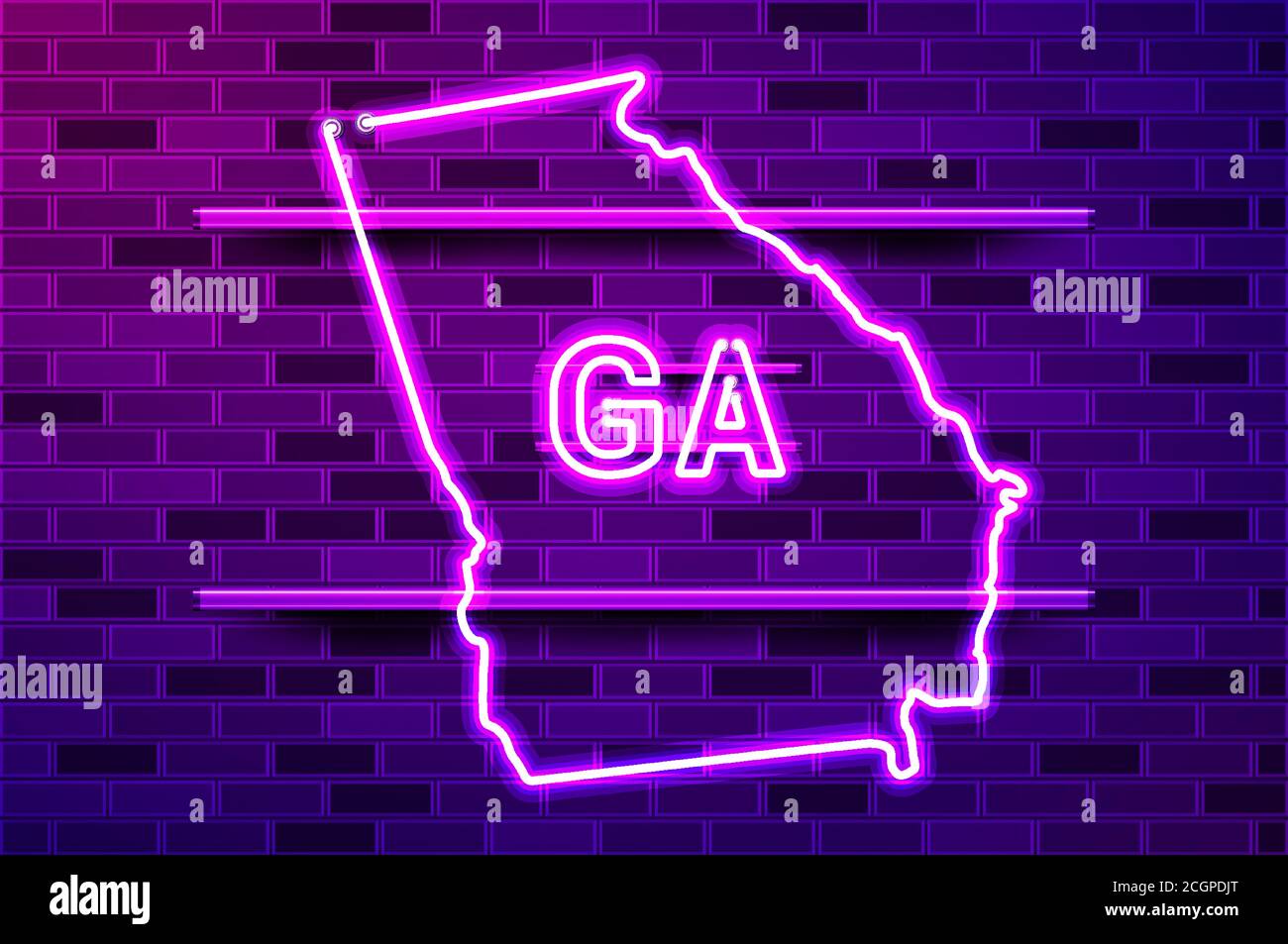 Georgia US state glowing purple neon lamp sign Stock Vector Image & Art ...