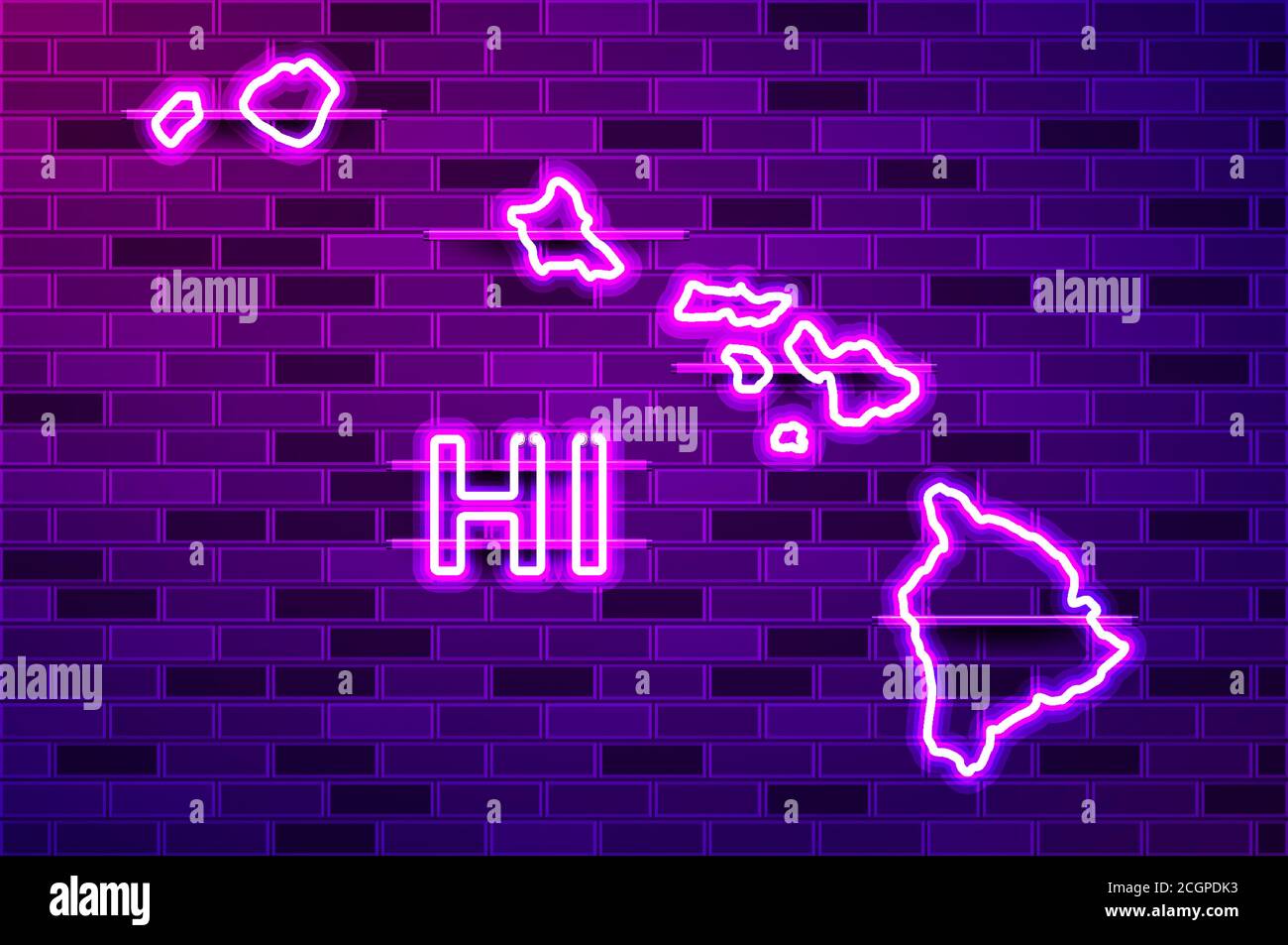 Hawaii US state glowing purple neon lamp sign Stock Vector Image & Art ...