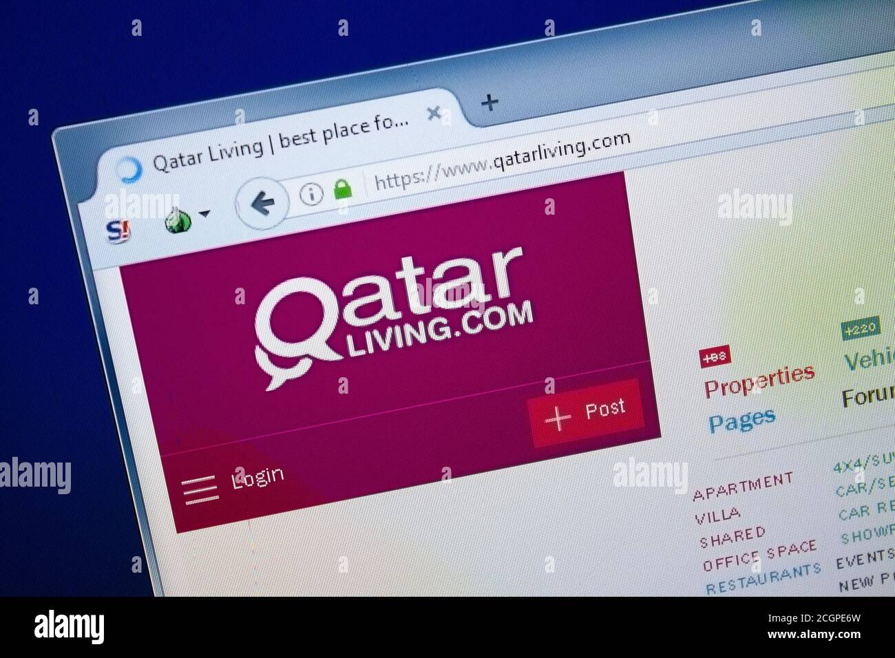 Ryazan, Russia - August 26, 2018: Homepage of Qatar Living website on ...