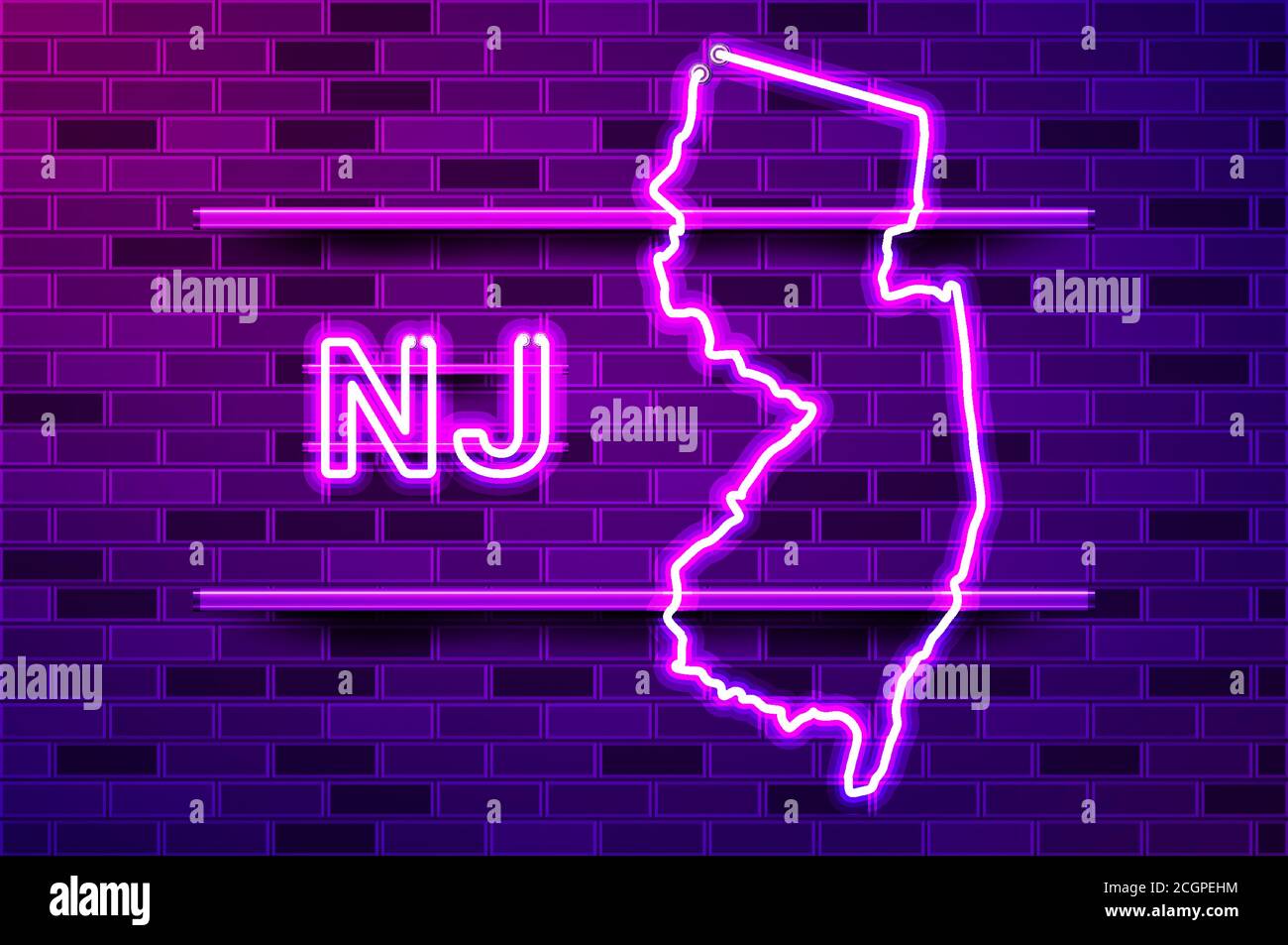 New Jersey US state glowing purple neon lamp sign Stock Vector Image ...