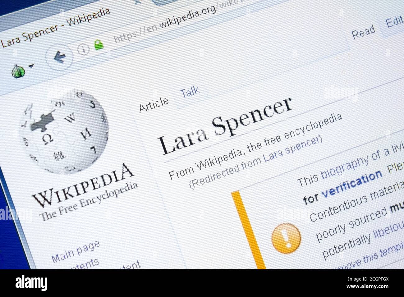 Ryazan, Russia - August 28, 2018: Wikipedia page about Lara Spencer on ...