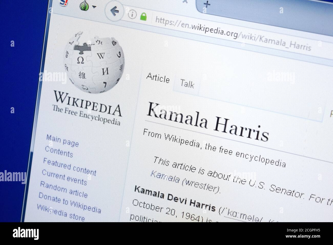 Ryazan, Russia - August 28, 2018: Wikipedia page about Kamala Harris on ...