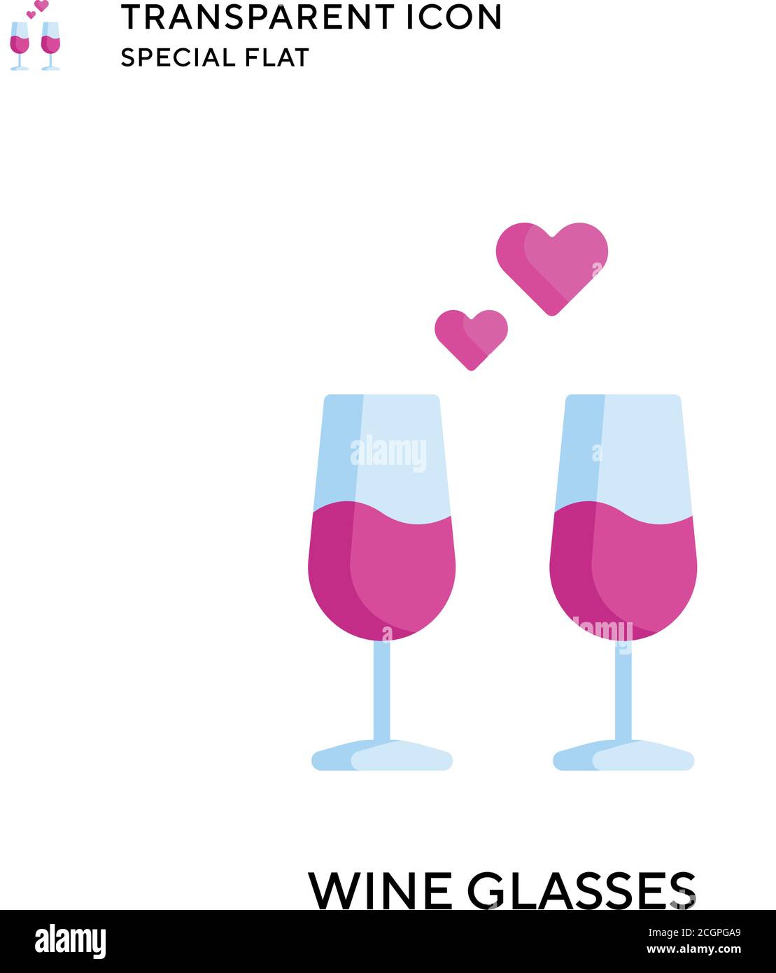 Wine glasses vector icon. Flat style illustration. EPS 10 vector Stock ...