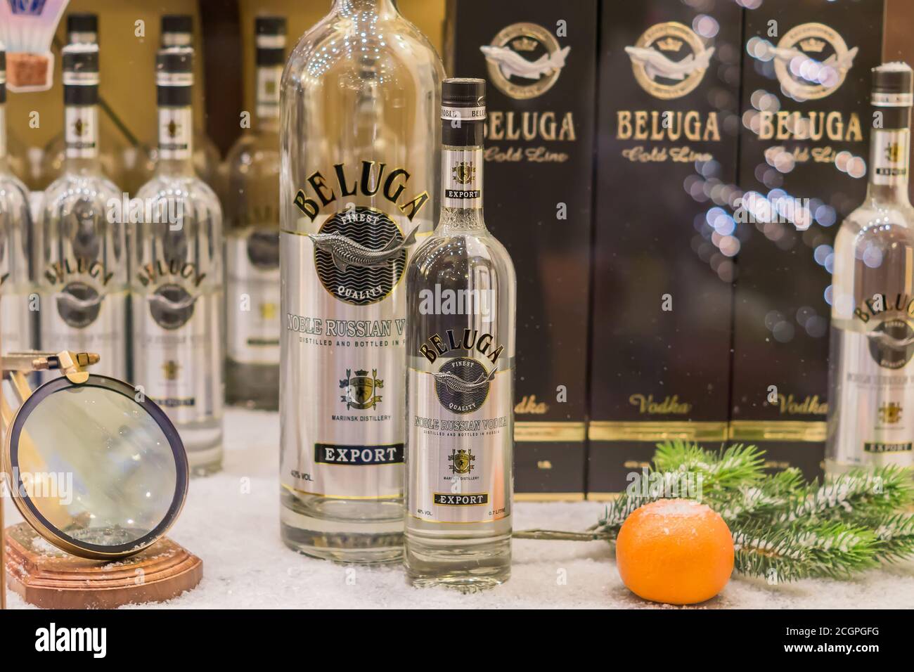 Moscow, Russia - January 10, 2018: Beluga Noble Russian Vodka on ...