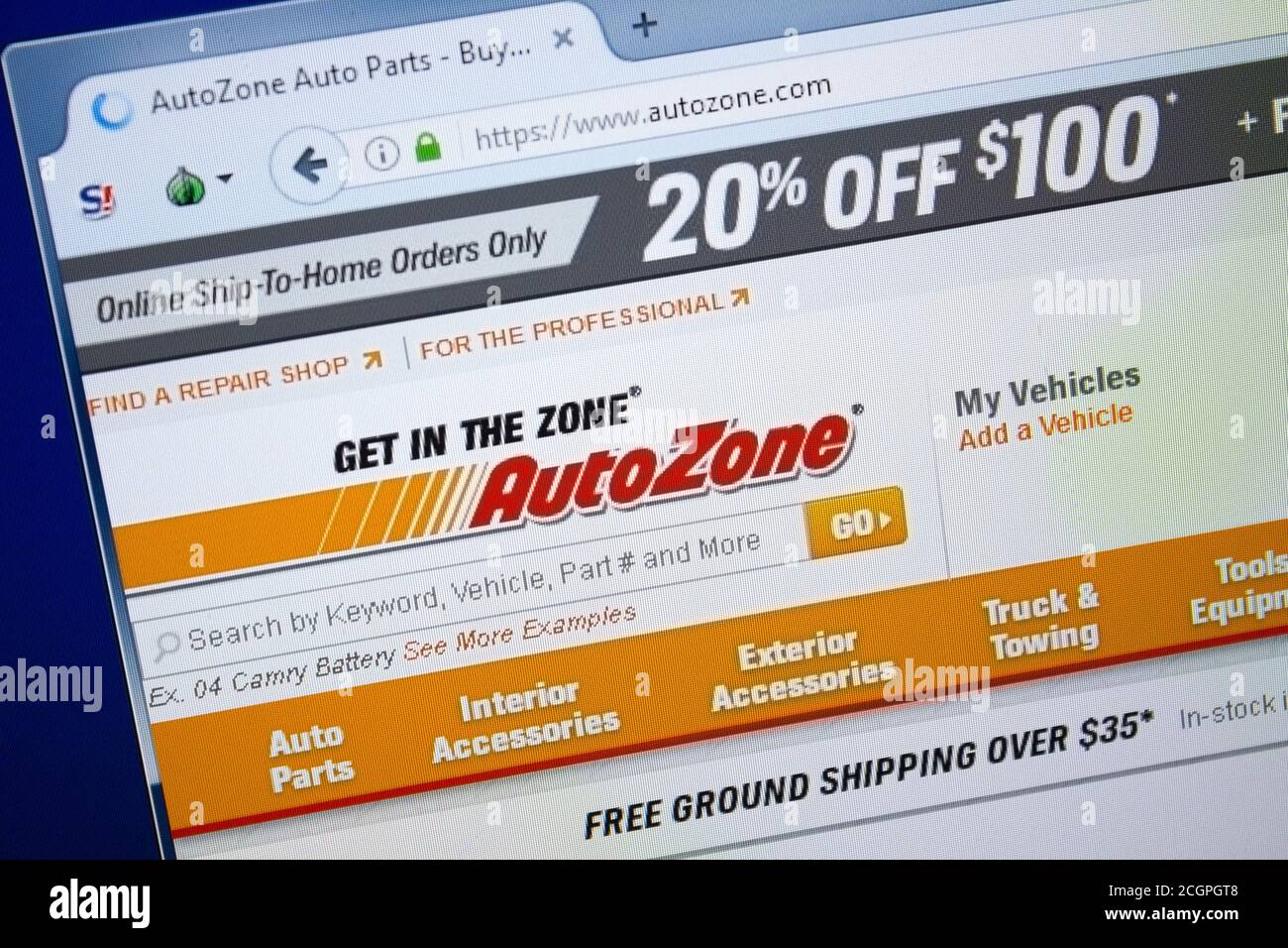 Ryazan, Russia - August 26, 2018: Homepage of Auto Zone website on the ...