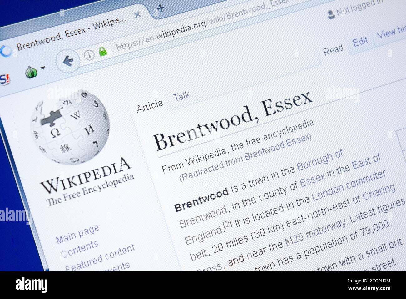 Ryazan, Russia - August 28, 2018: Wikipedia page about Brentwood Essex ...