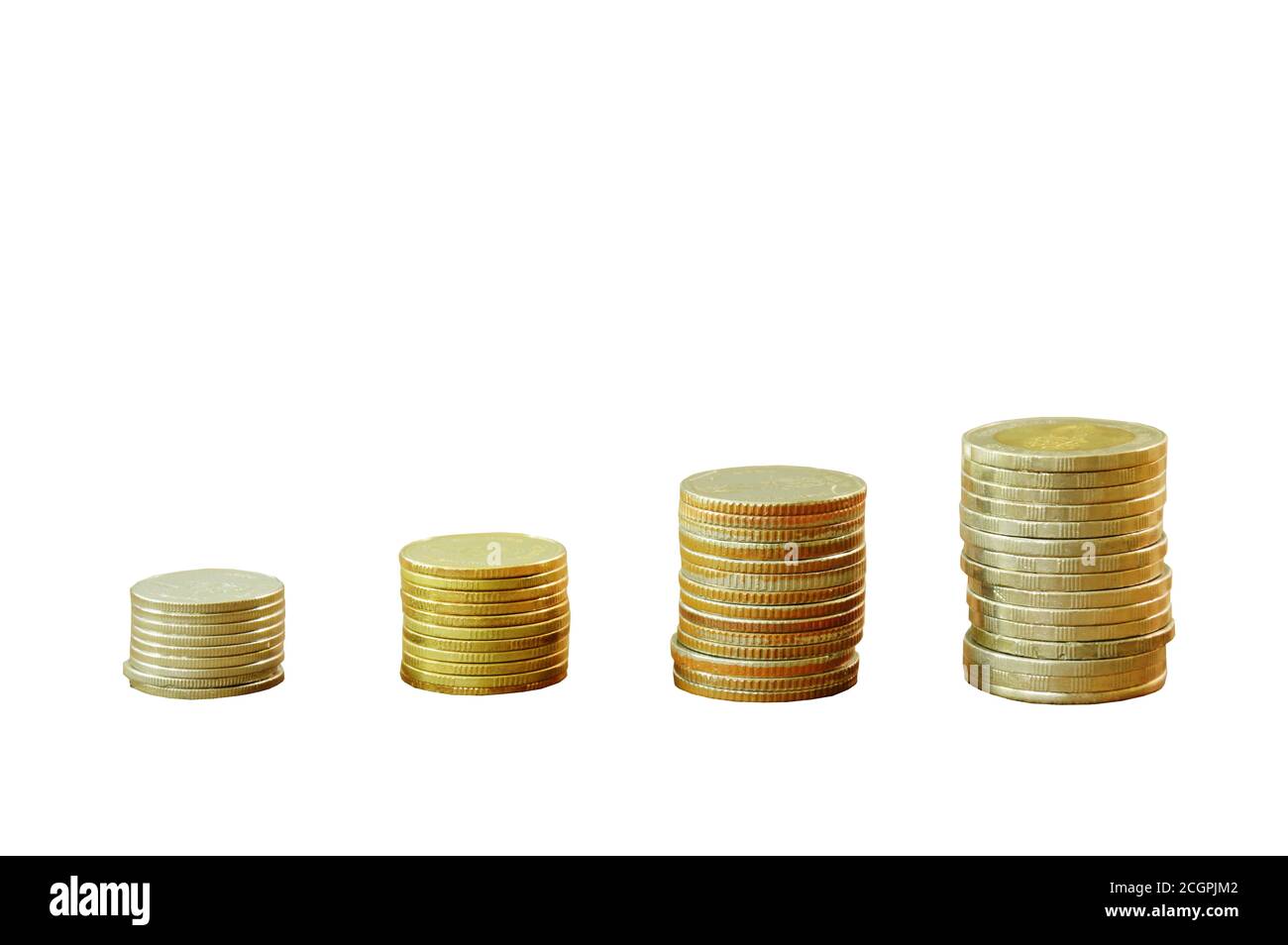 Thai coin with different size arranging on white background Stock Photo ...