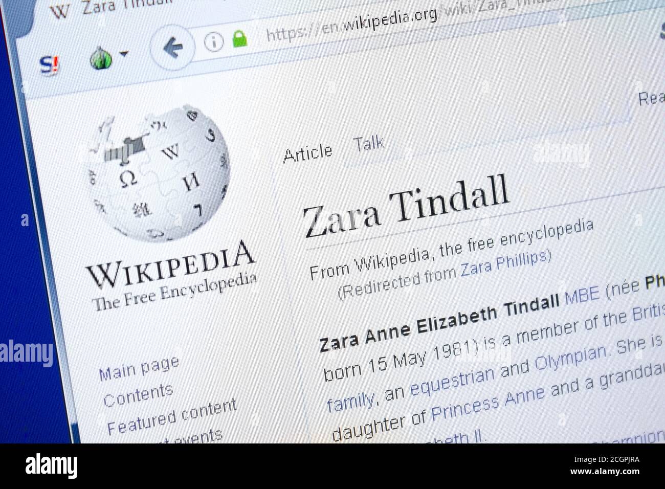 Ryazan, Russia - August 28, 2018: Wikipedia page about Zara Tindall on ...