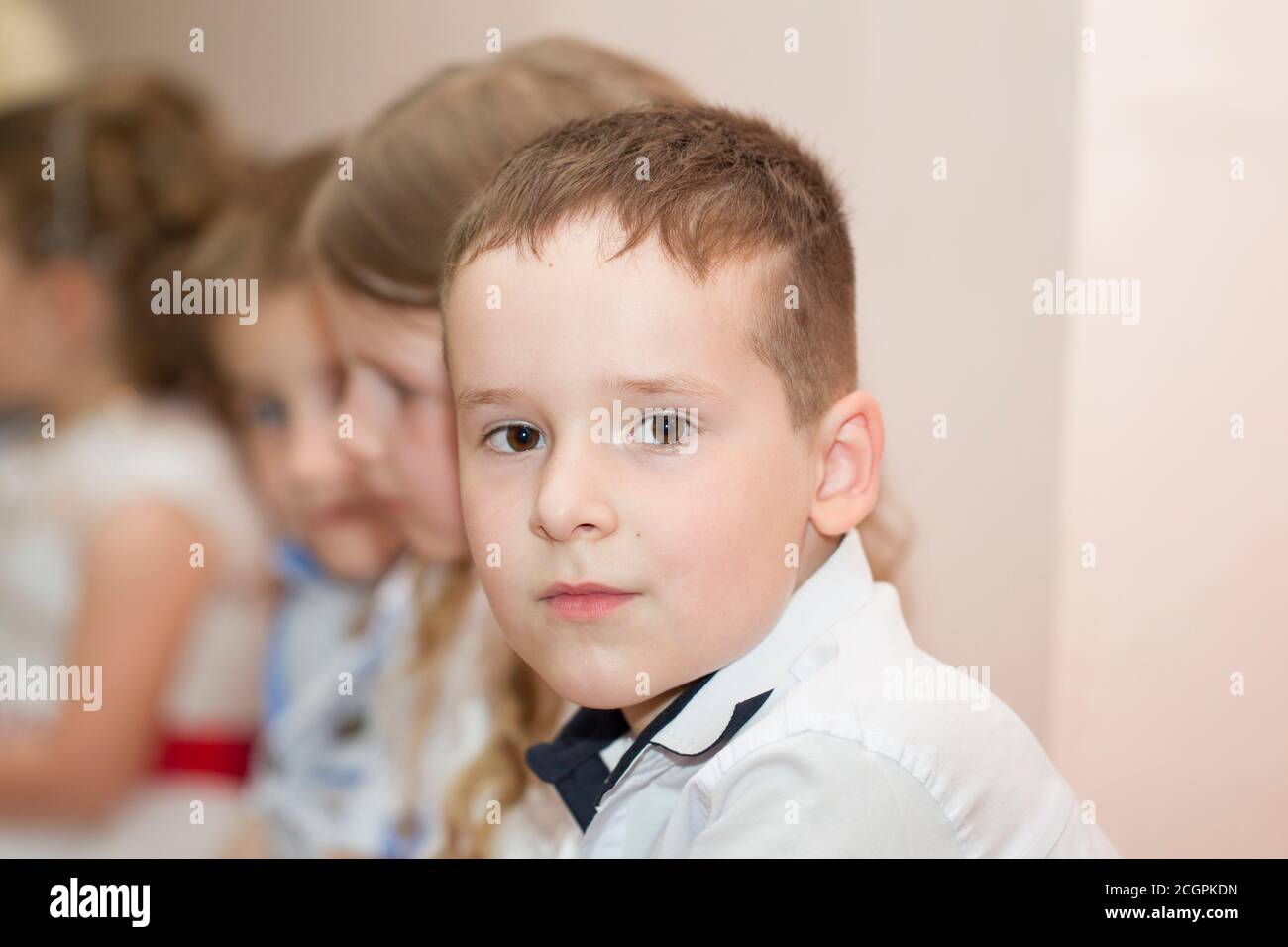 Portrait cute blond schoolgirl hi-res stock photography and images - Alamy