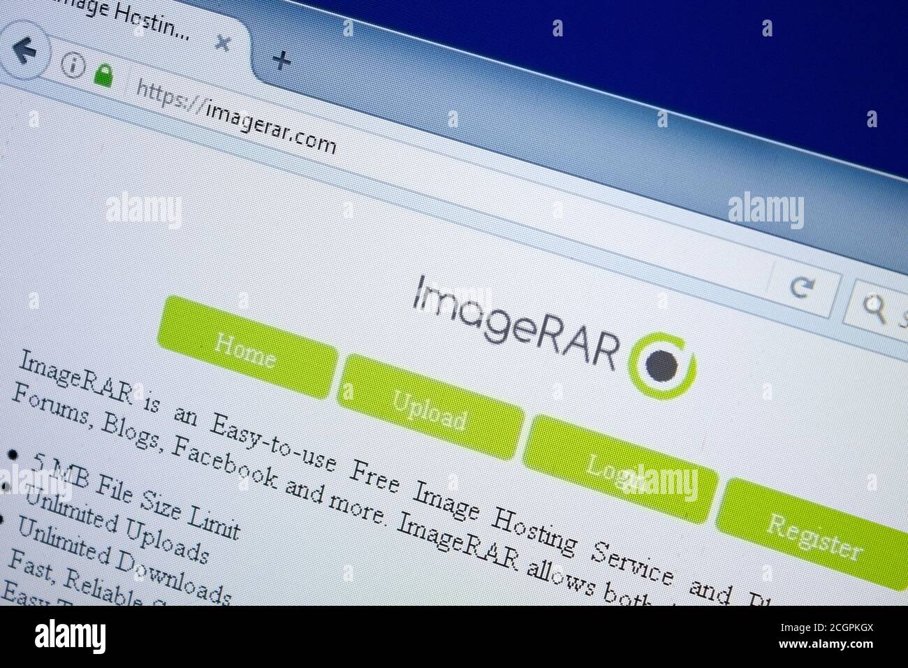 Ryazan, Russia - August 26, 2018: Homepage of Image Rar website on the ...