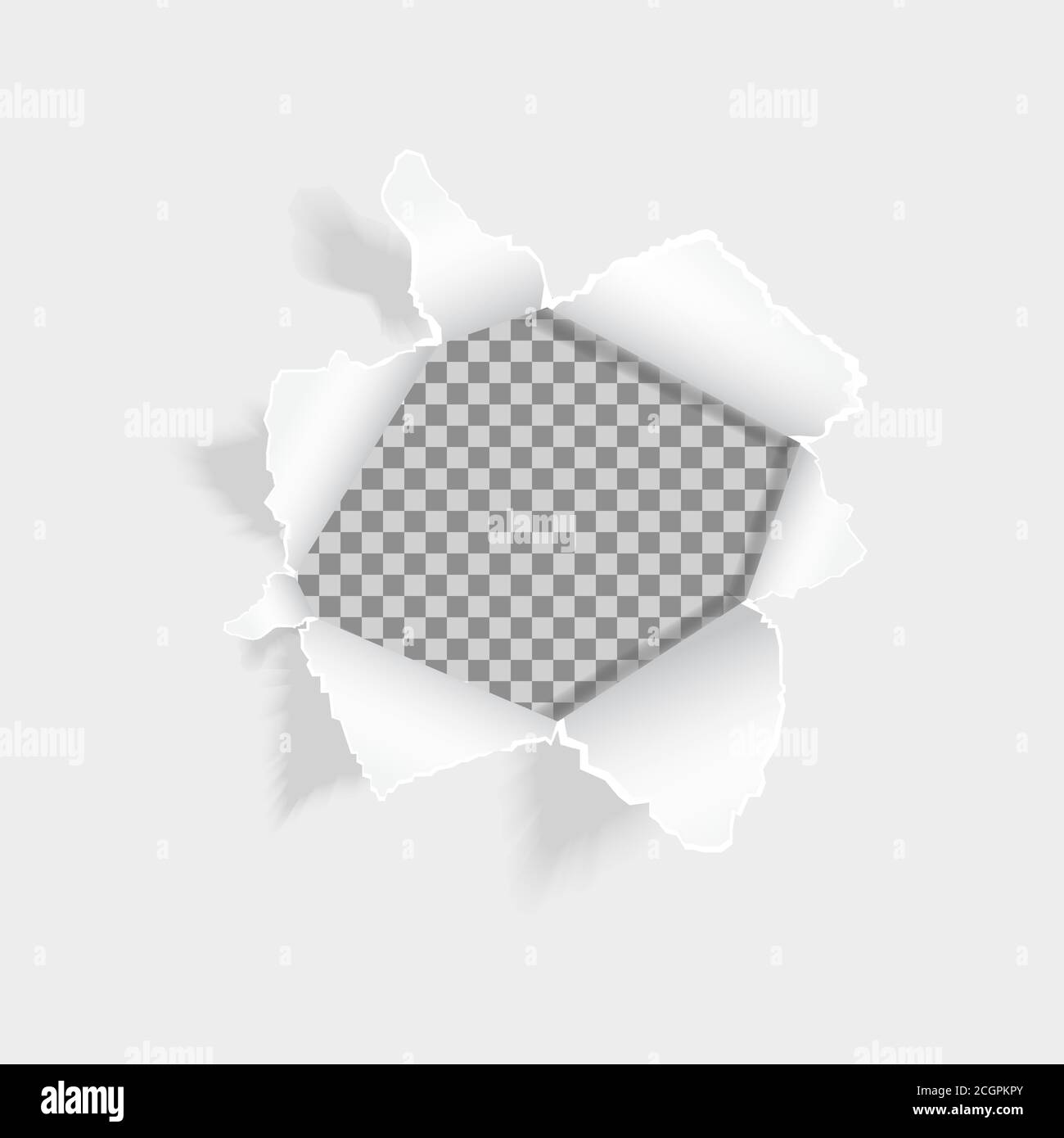 Realistic ripped hole in the sheet of paper. Torn paper on white ...