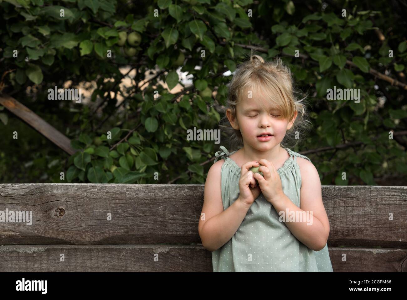 Little girl makes a wish Stock Photo - Alamy
